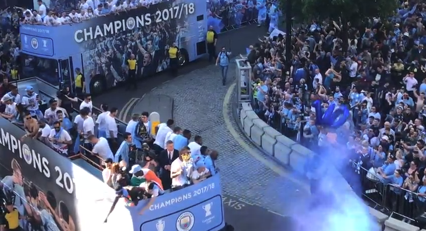 Thousands line parade route as Manchester City celebrate Premier League ...