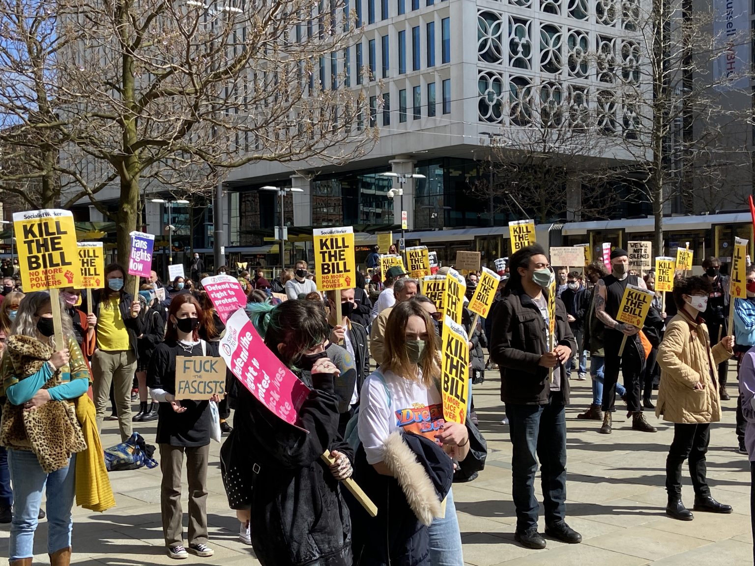 Kill the Bill: Protests continue at St Peter's Square as people ...