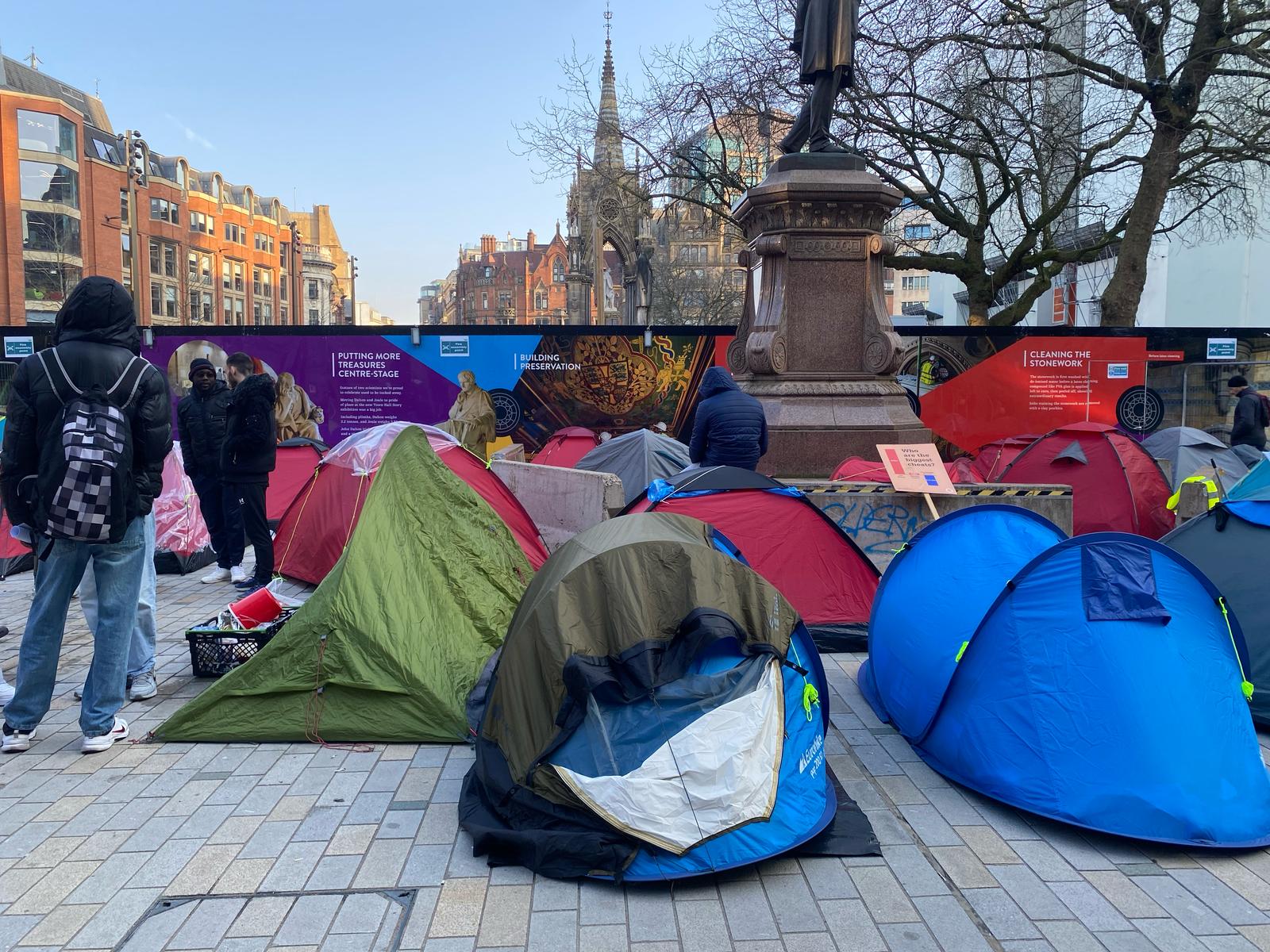 Albert Square 'Red Tent' refugee camp told to move on - Mancunian Matters
