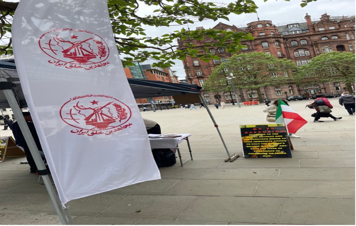 Controversial Iranian opposition flag displayed weekly in Manchester ...